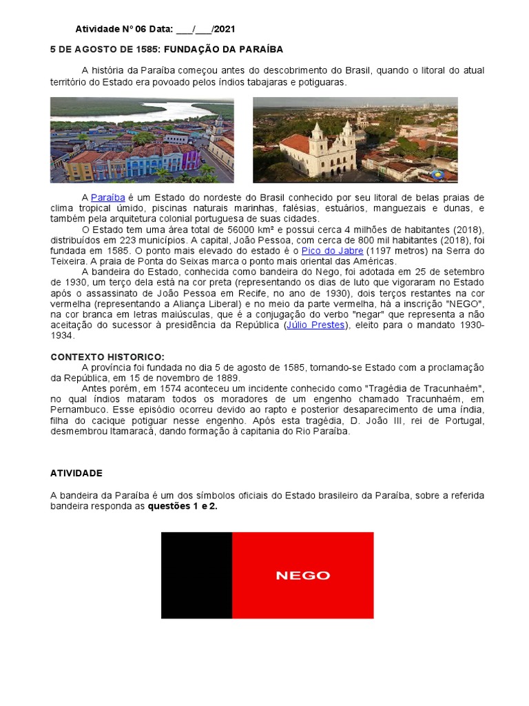 Atividade #06 Data | PDF | Brasil