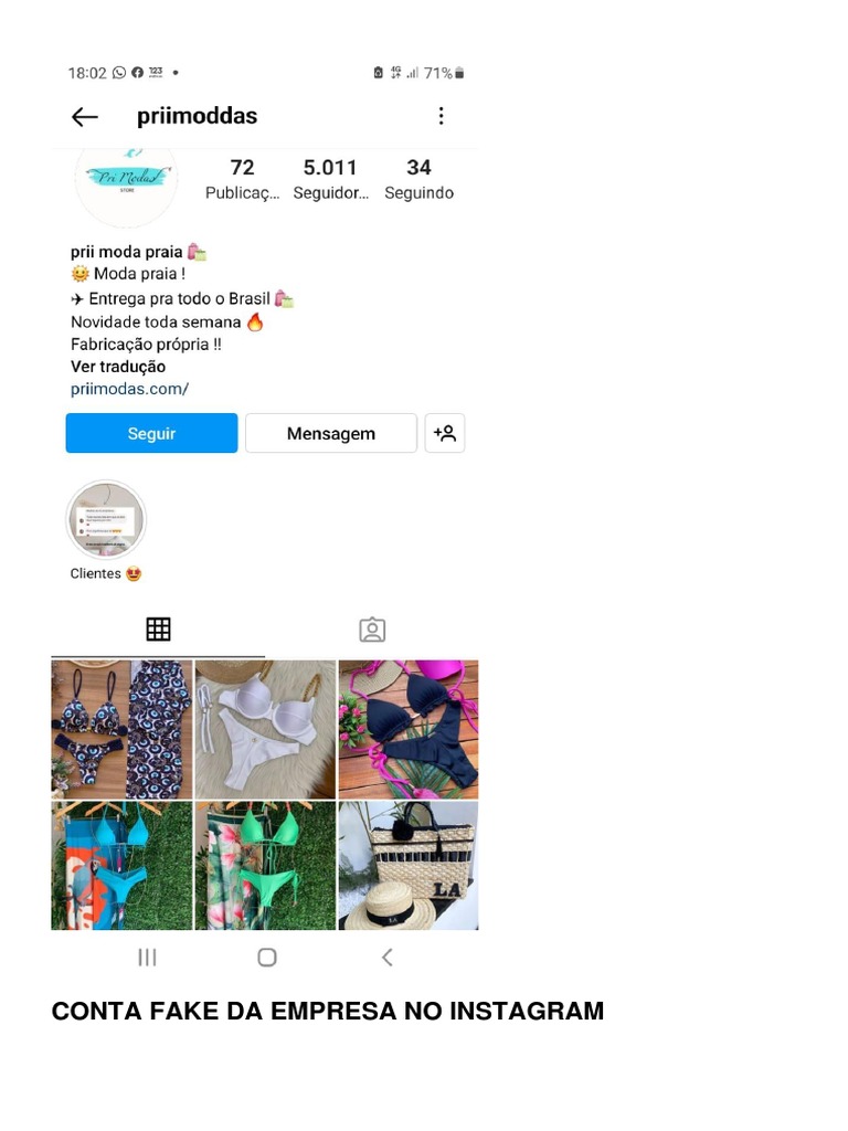 Provas Da Conta Fake Da Empresa No Instagram PDF | PDF