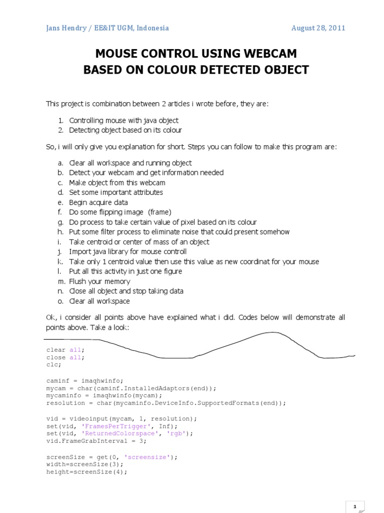 Mouse Control Using Webcam Based On Colour Detected Object | PDF