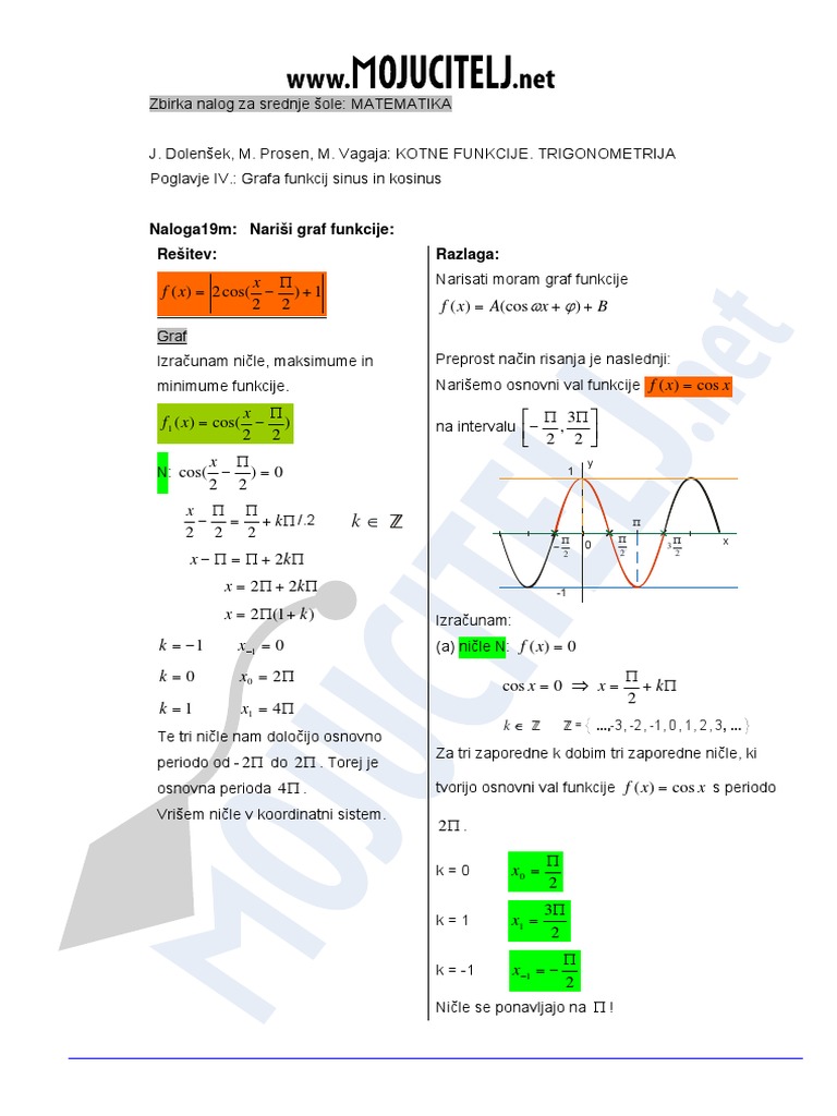 Graf Funkcij Sin in Cos (Iv) Graf Funkcije Sin (3) Naloga19m | PDF