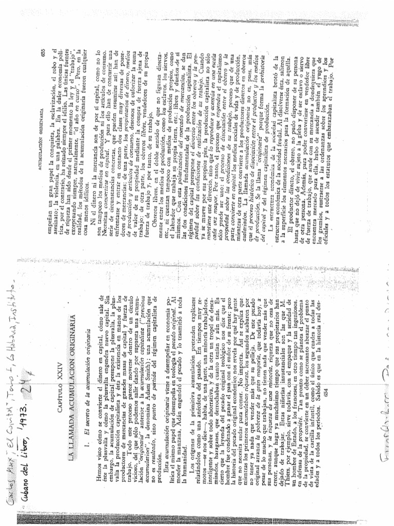 29 Marx, El Capital, Cap XXIV, La Llamada Acumulación Originaria PDF | PDF 29 Marx, El Capital, Cap XXIV, La Llamada Acumulación Originaria PDF | PDF