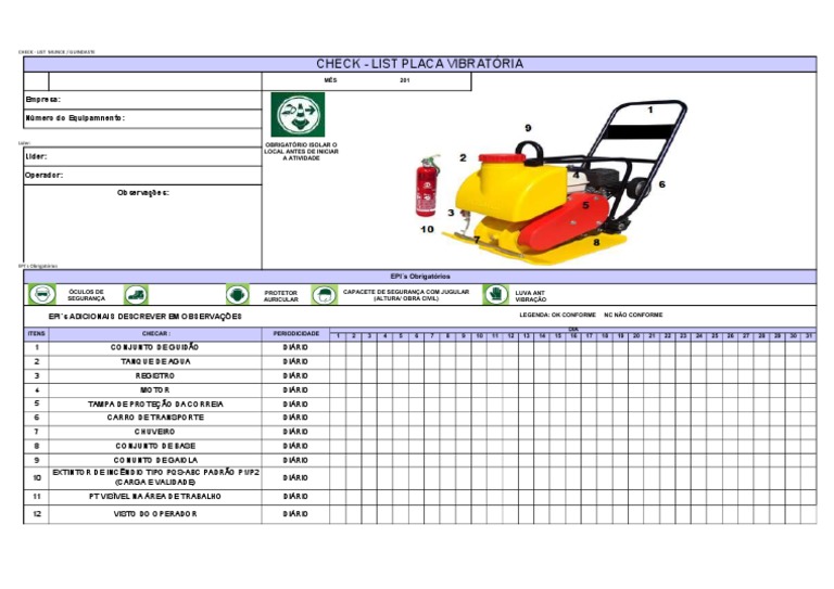 Check List Placa Vibratoria | PDF