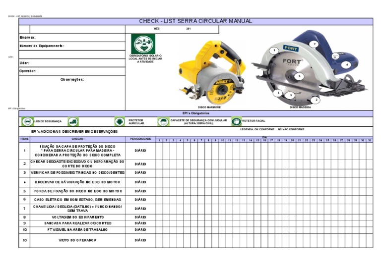 Check List Serra Circular | PDF
