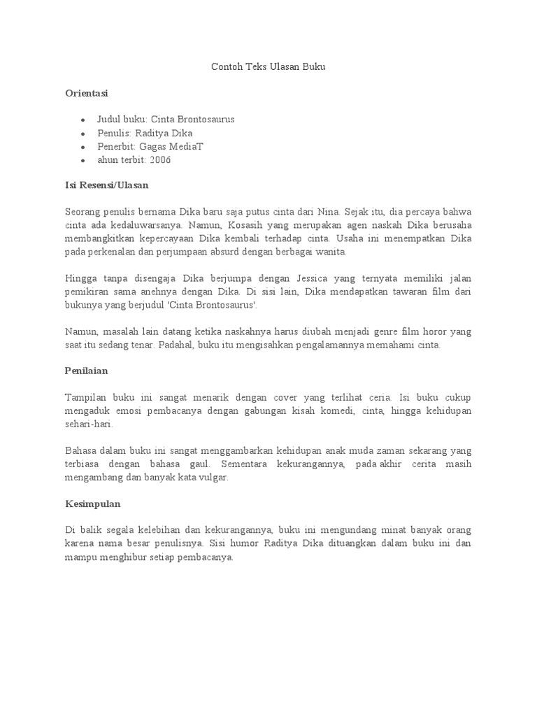 Contoh Teks Ulasan Buku | PDF