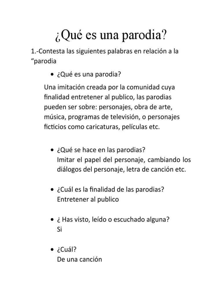 Qué es una parodia? Guía completa con ejemplos | PDF