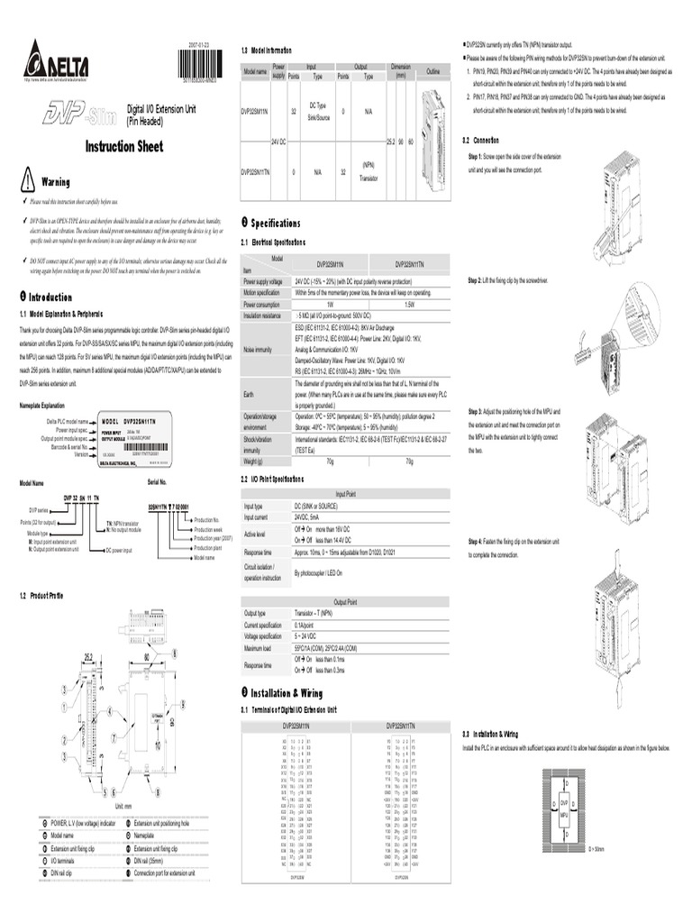 DVP32SM SN Instruction en | PDF | Programmable Logic Controller | Power Supply