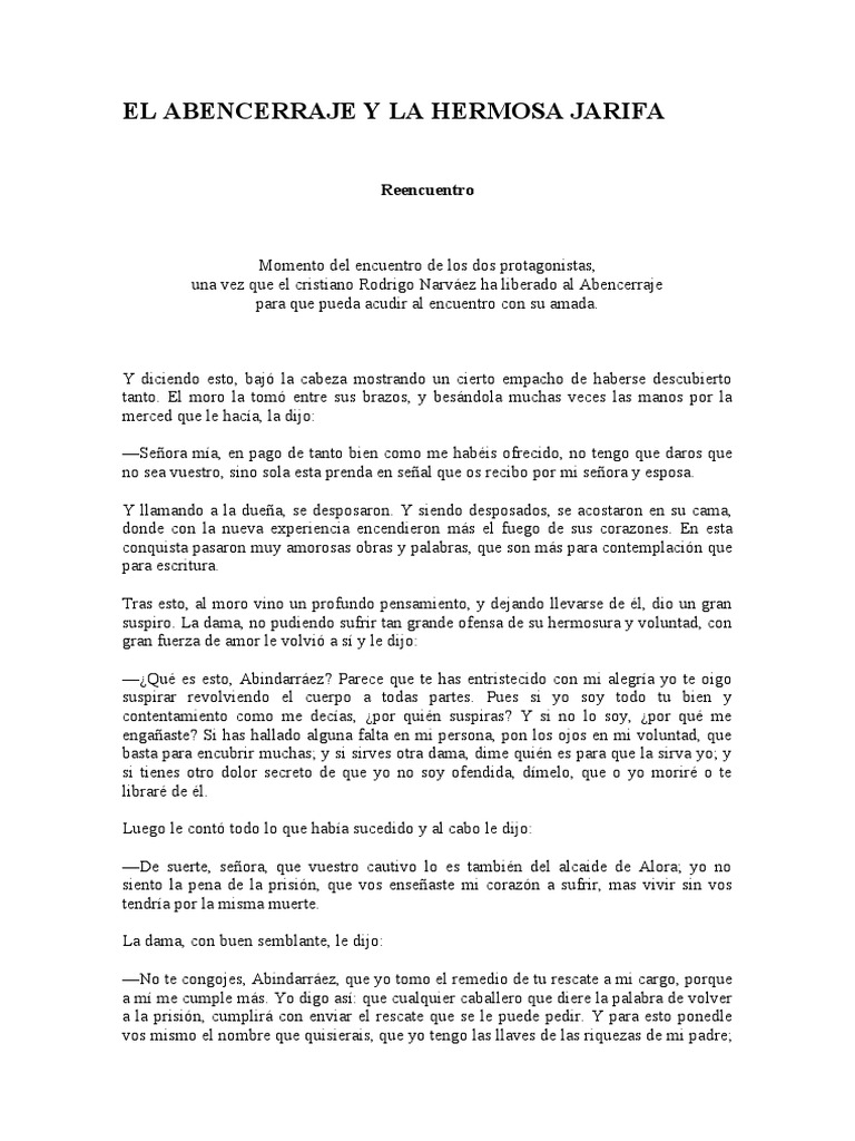 El Abencerraje y La Hermosa Jarifa-Fragmento | PDF