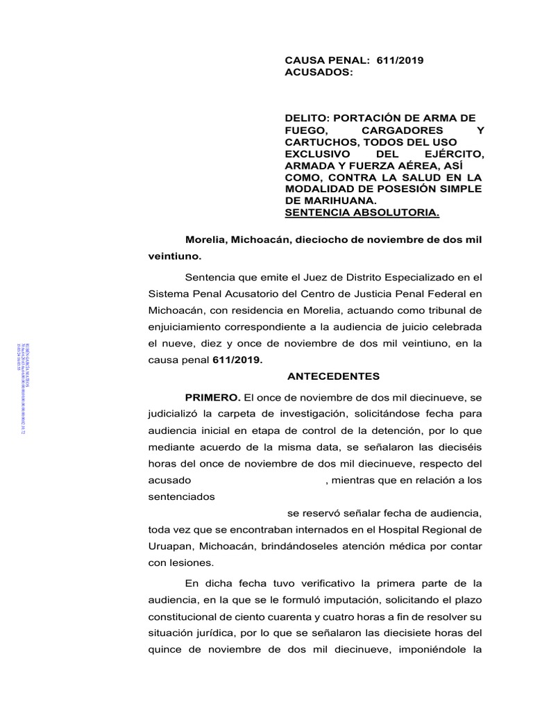 ABSOLUTORIA Delitos Federales PDF | PDF | Sentencia (ley ...