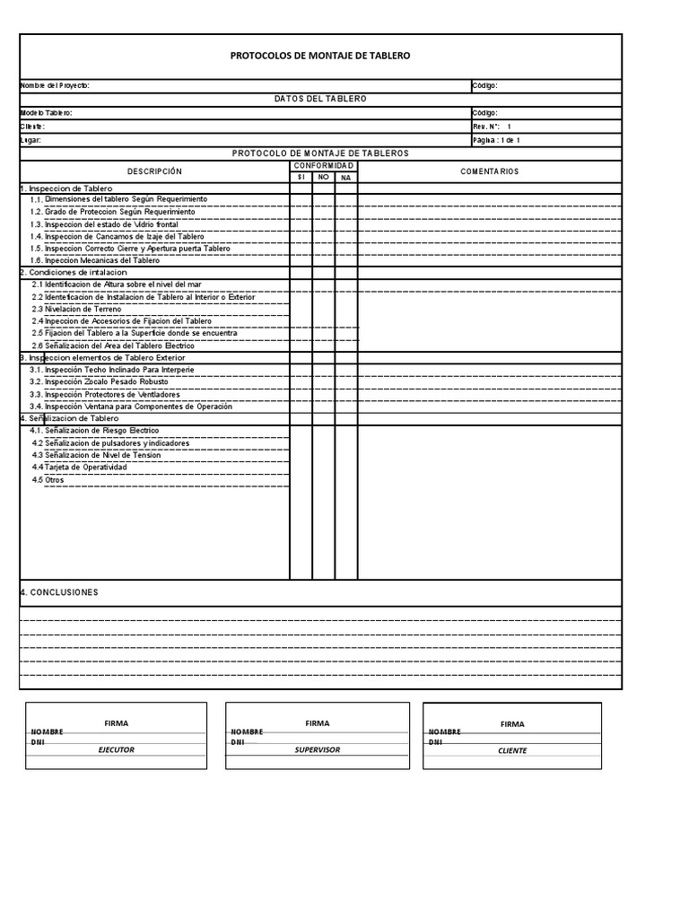 Formato Protocolo Tableros | PDF