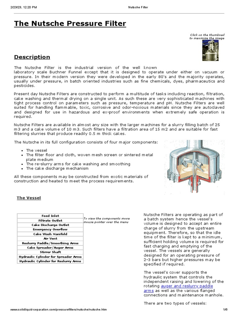 Nutsche Filter | PDF | Filtration | Mechanical Engineering