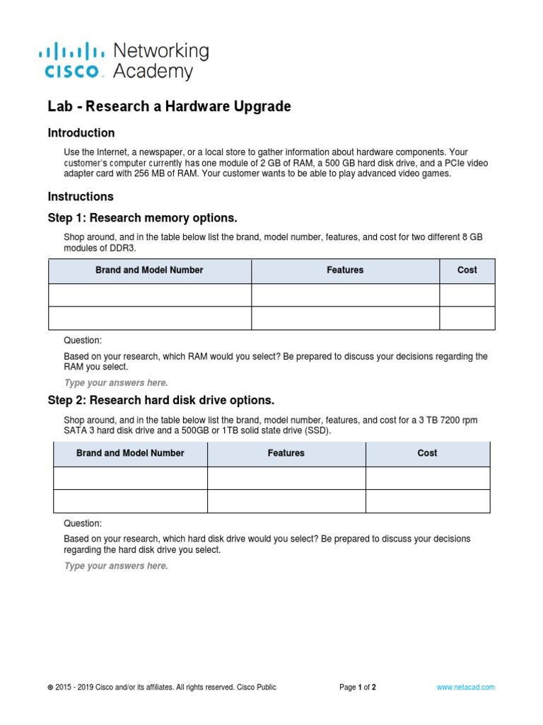 3.4.1.7 Lab - Research A Hardware Upgrade PDF | Download Free PDF | Random Access Memory | Hard ...