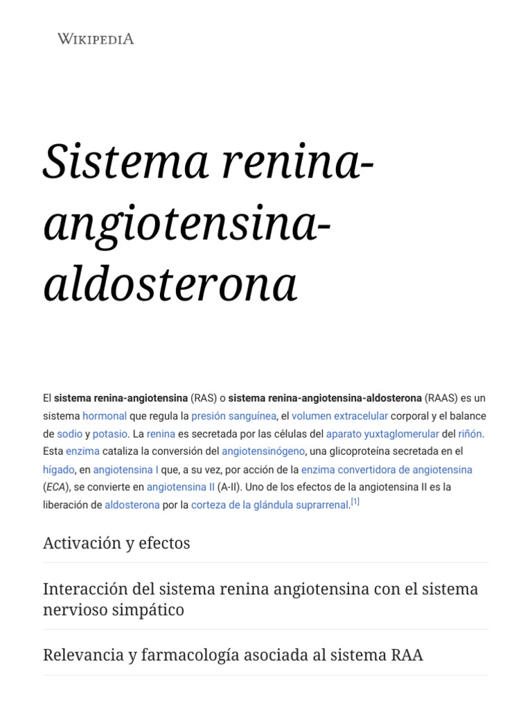 Sistema Renina-Angiotensina-Aldosterona - Wikipedia, La Enciclopedia ...