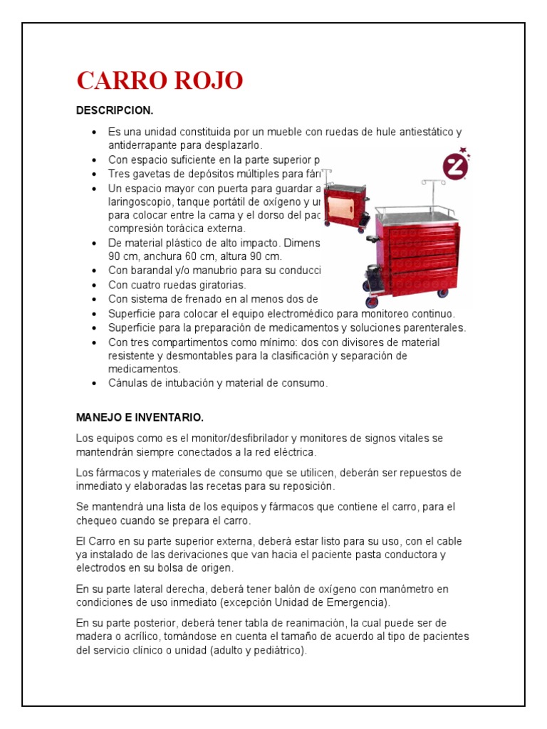 Carro rojo | PDF | Reanimación cardiopulmonar | Especialidades Medicas