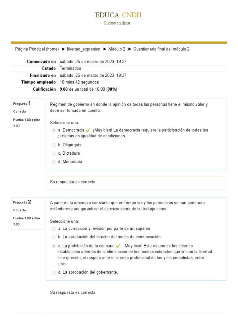 Cuestionario Final Del Módulo 2 | PDF | Libertad de expresión | Libertad