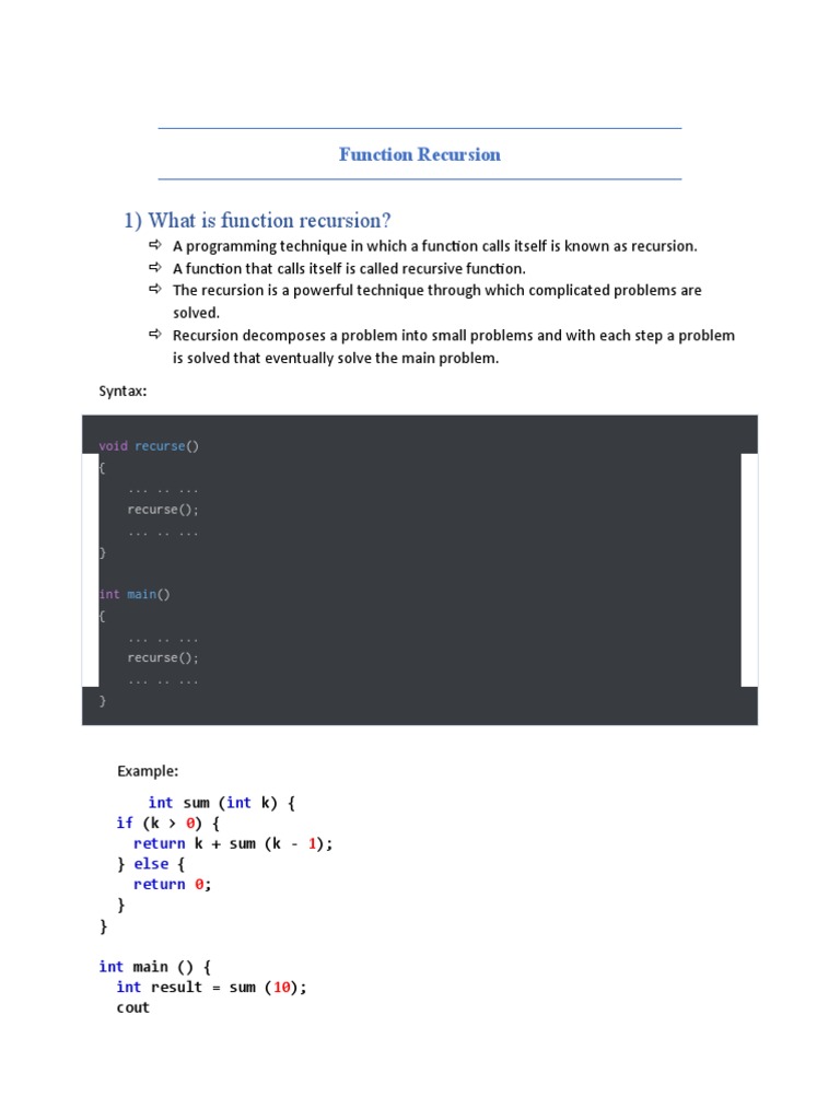 Function Recursion | PDF Function Recursion | PDF