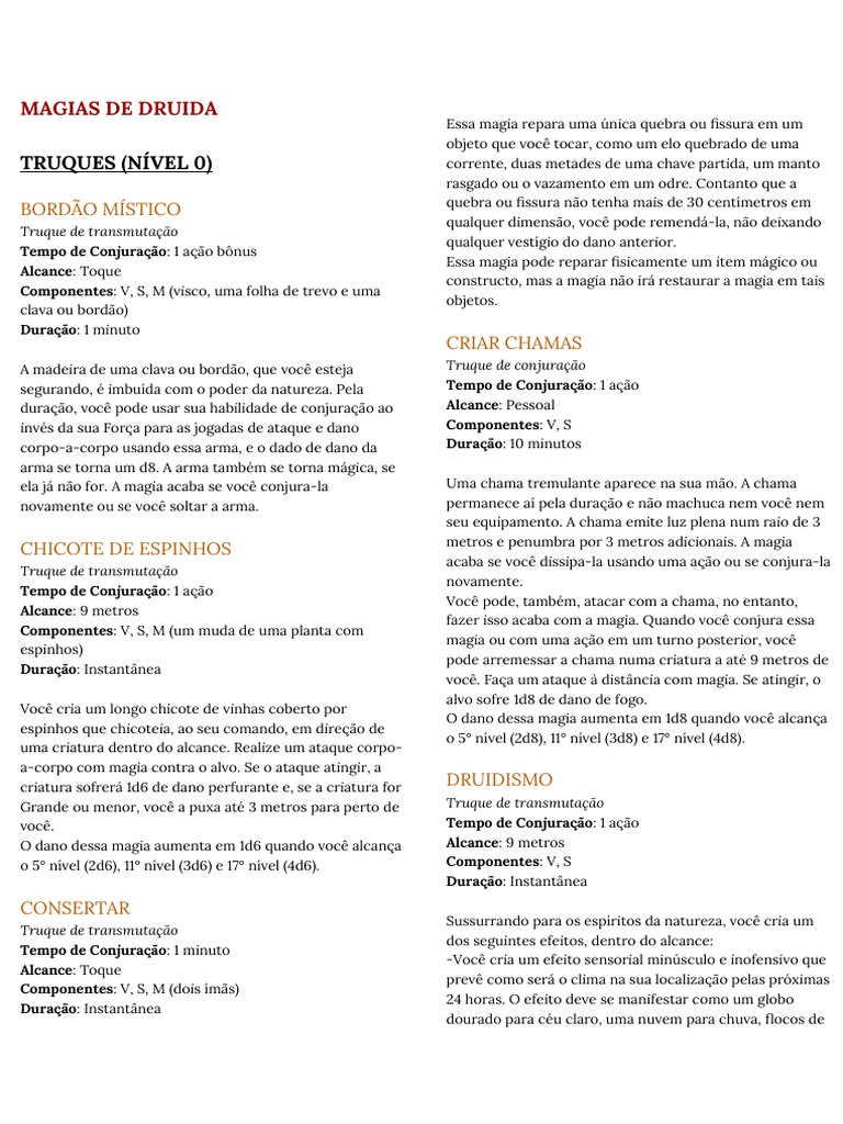 Magias de Druida | PDF