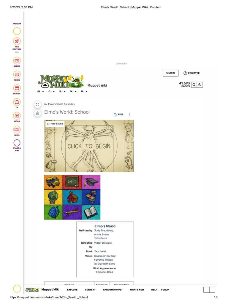 Elmo's World - School - Muppet Wiki - Fandom | PDF