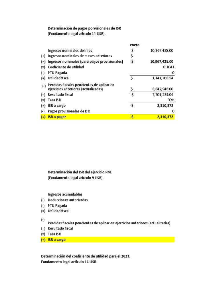 Cálculo de ISR y PTU 2023 | PDF | Economias | Dinero