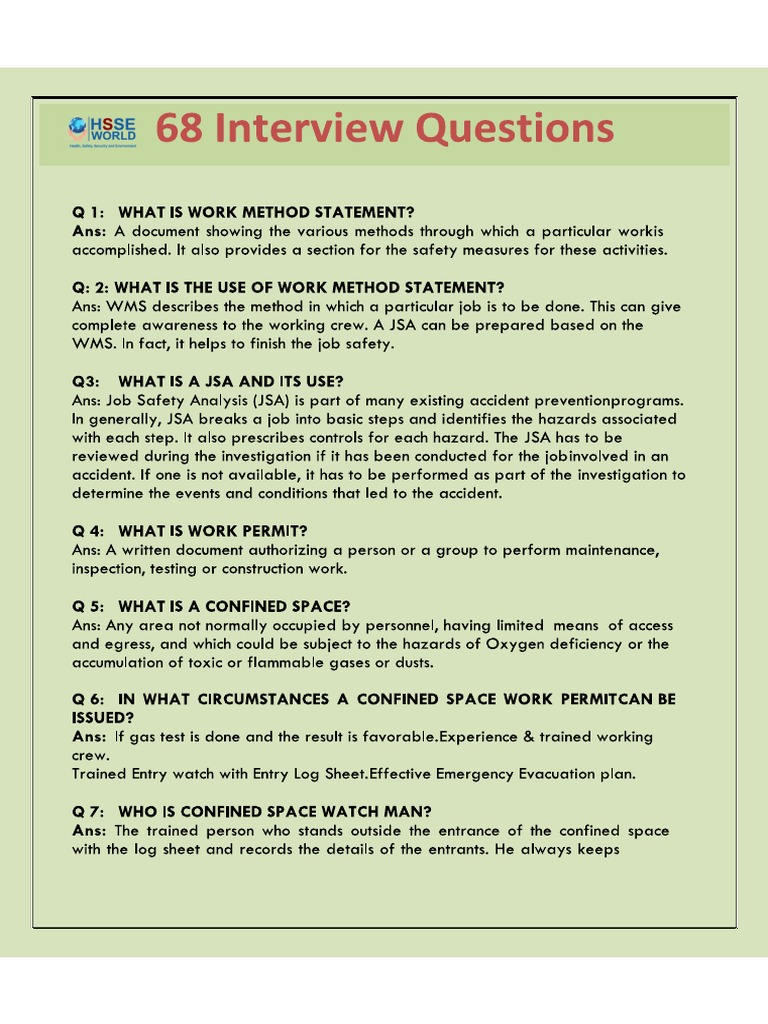 Hse Interview Questions | PDF