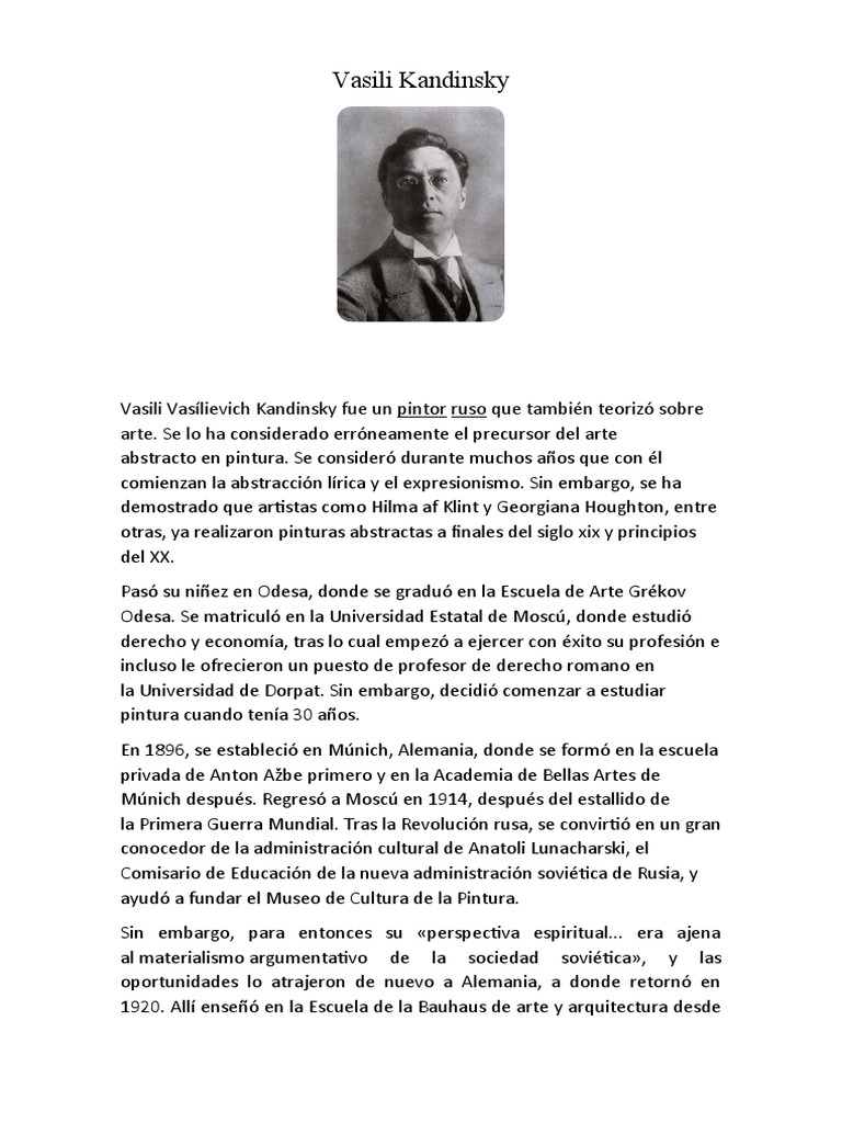 Biografía de Vasili Kandinsky | PDF | Wassily Kandinsky