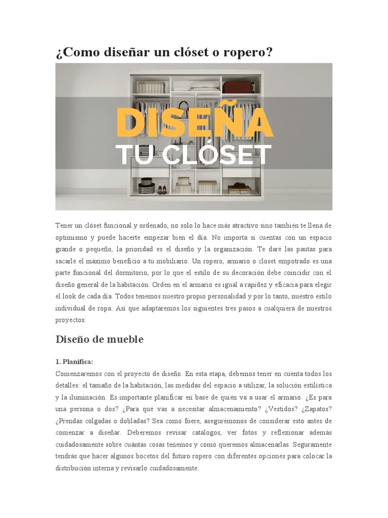 Diseño y Organización de Clósets | PDF