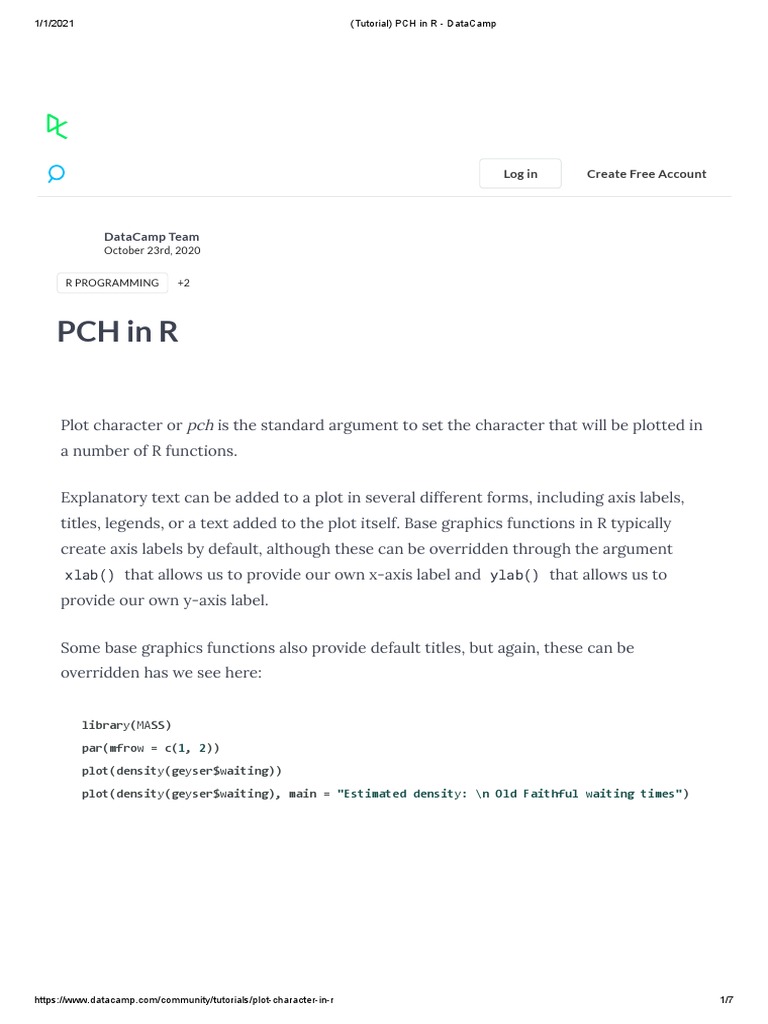 Tutorial Pch In R Datacamp Pdf Geometry