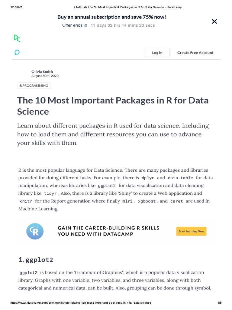 (Tutorial) The 10 Most Important Packages in R For Data Science ...