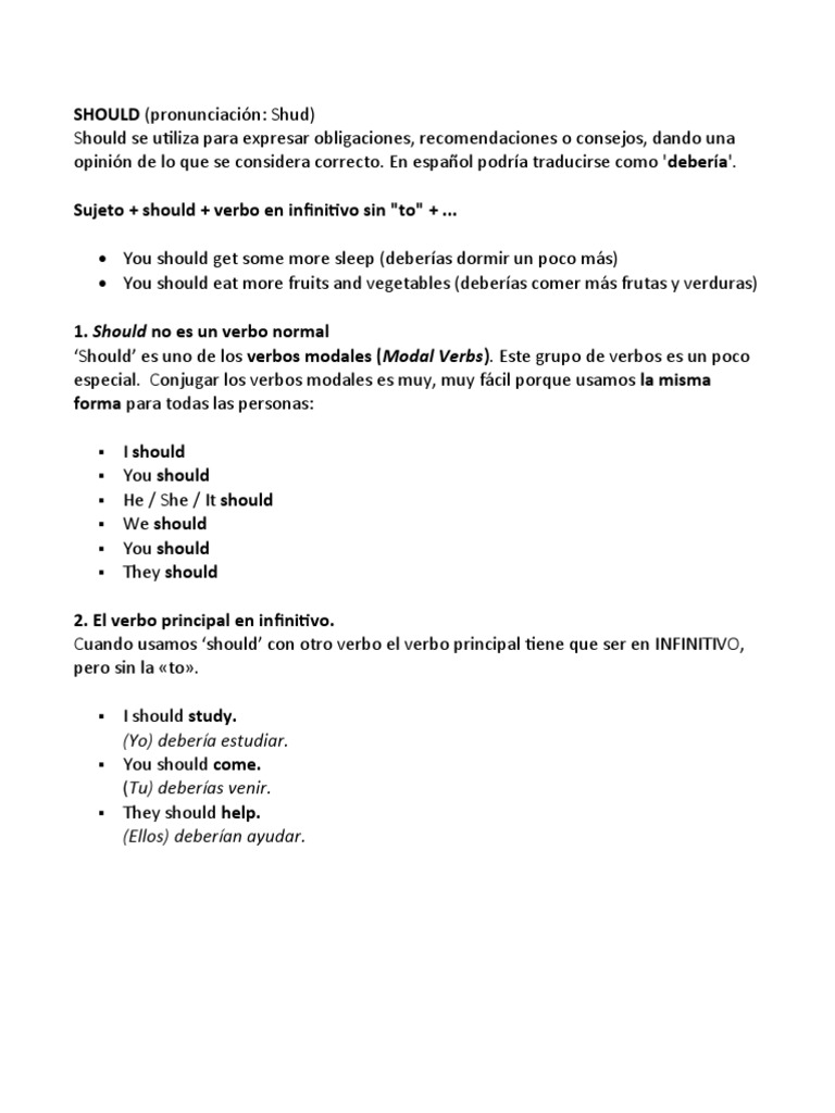 Guía sobre el uso de los verbos modales "should" y "could | PDF | Verbo | Unidades Semánticas