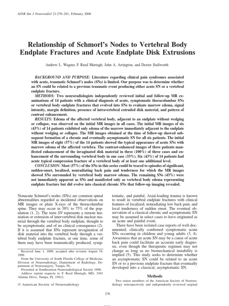 Schmorl's Nodes and Vertebral Fractures | PDF | Back Pain | Magnetic ...