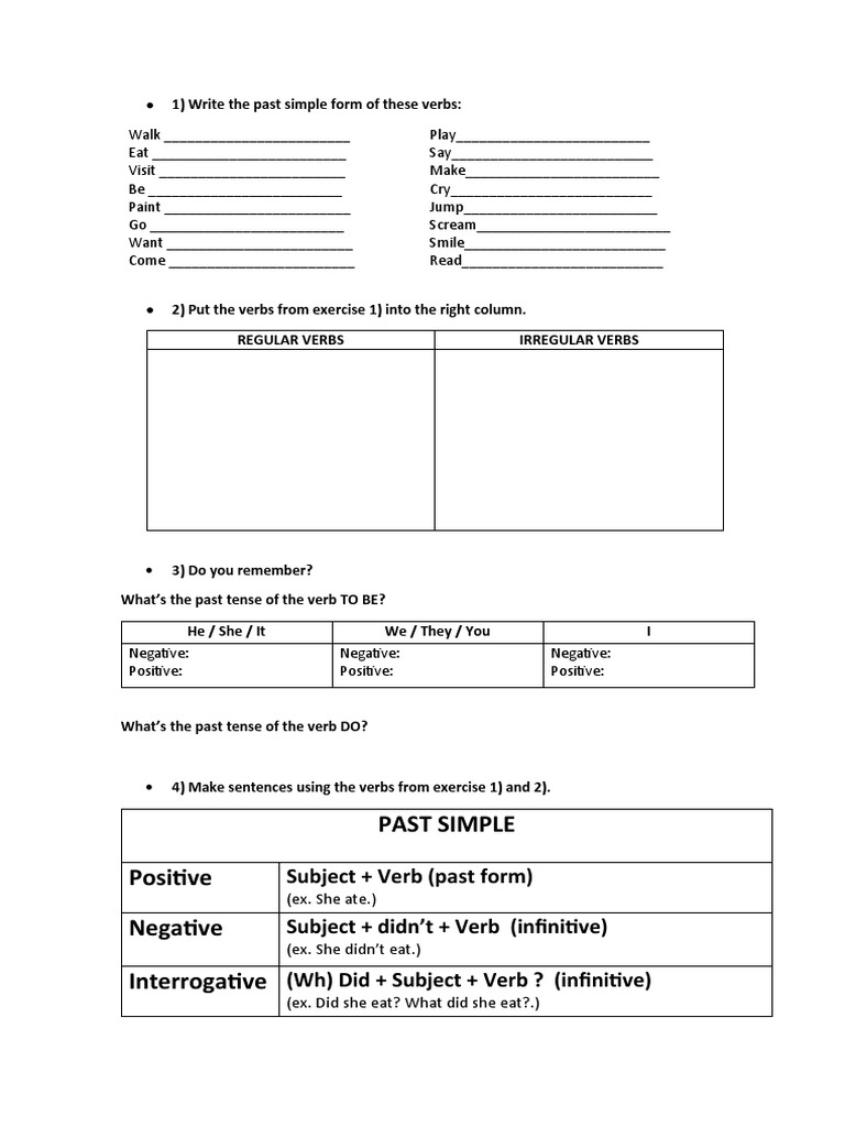 Past Simple Positive Negative Interrogative | PDF | Verb | Linguistics