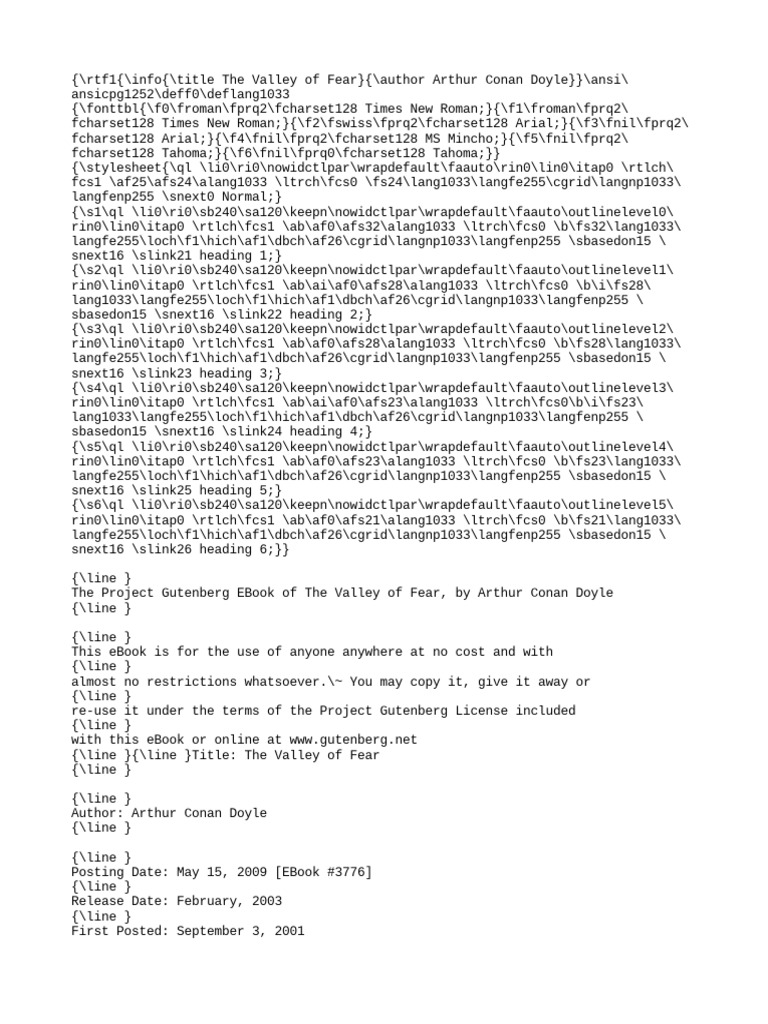 The Valley of Fear | PDF | The Valley Of Fear | Professor Moriarty