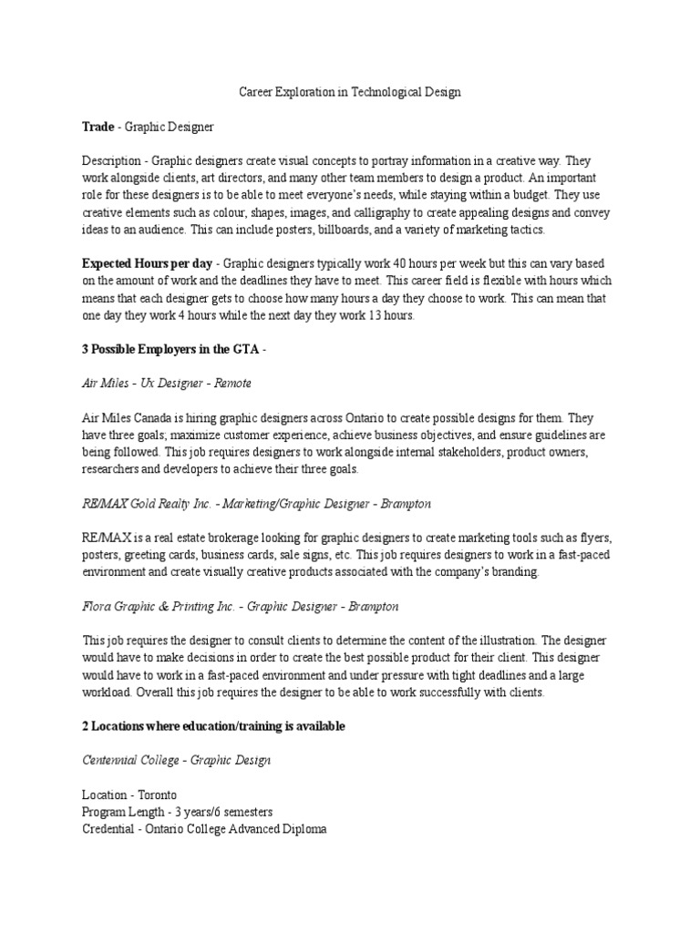 Career Exploration | PDF | Graphic Design | Marketing