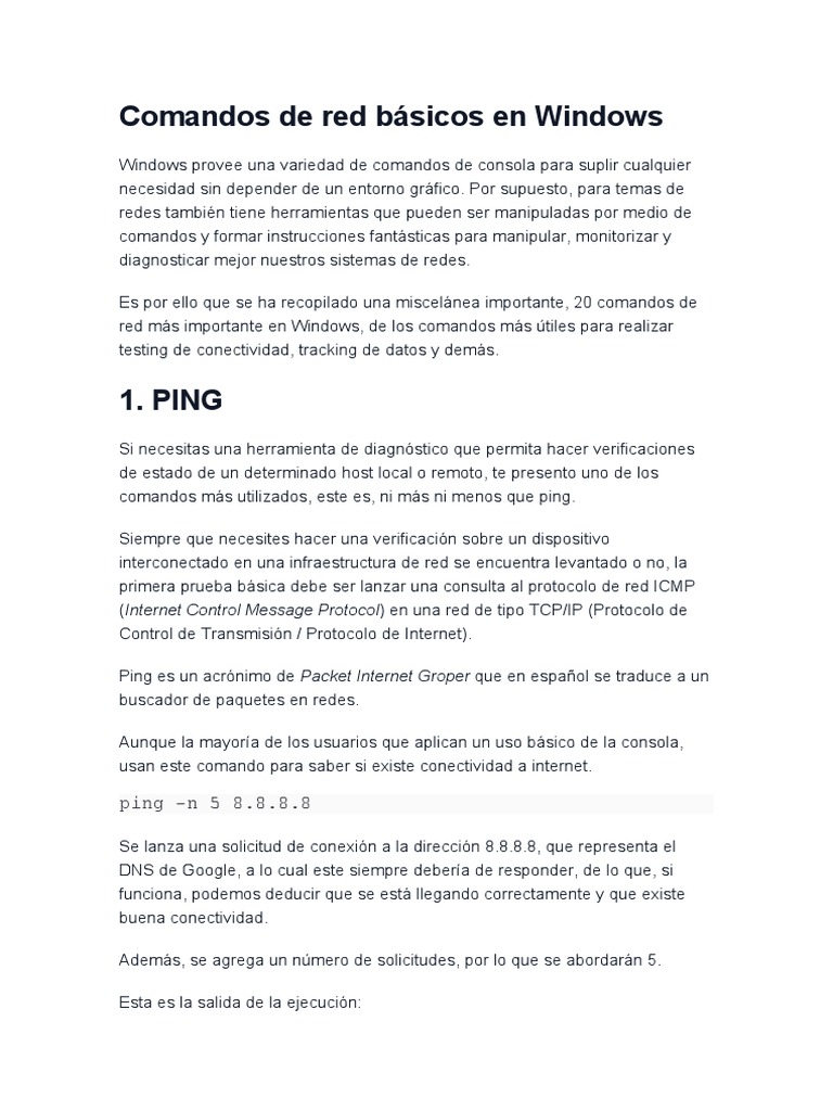 Comandos de Red Básicos en Windows | PDF Comandos de Red Básicos en Windows | PDF
