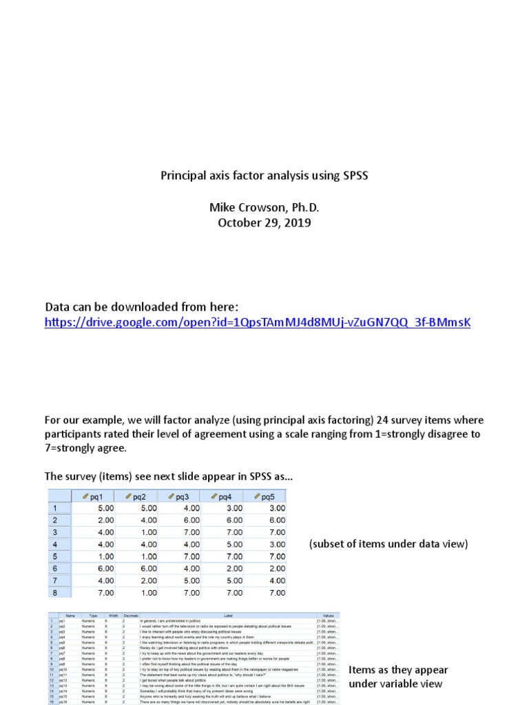 Exploratory Factor Analysis With SPSS Oct 2019 | PDF | Factor Analysis ...