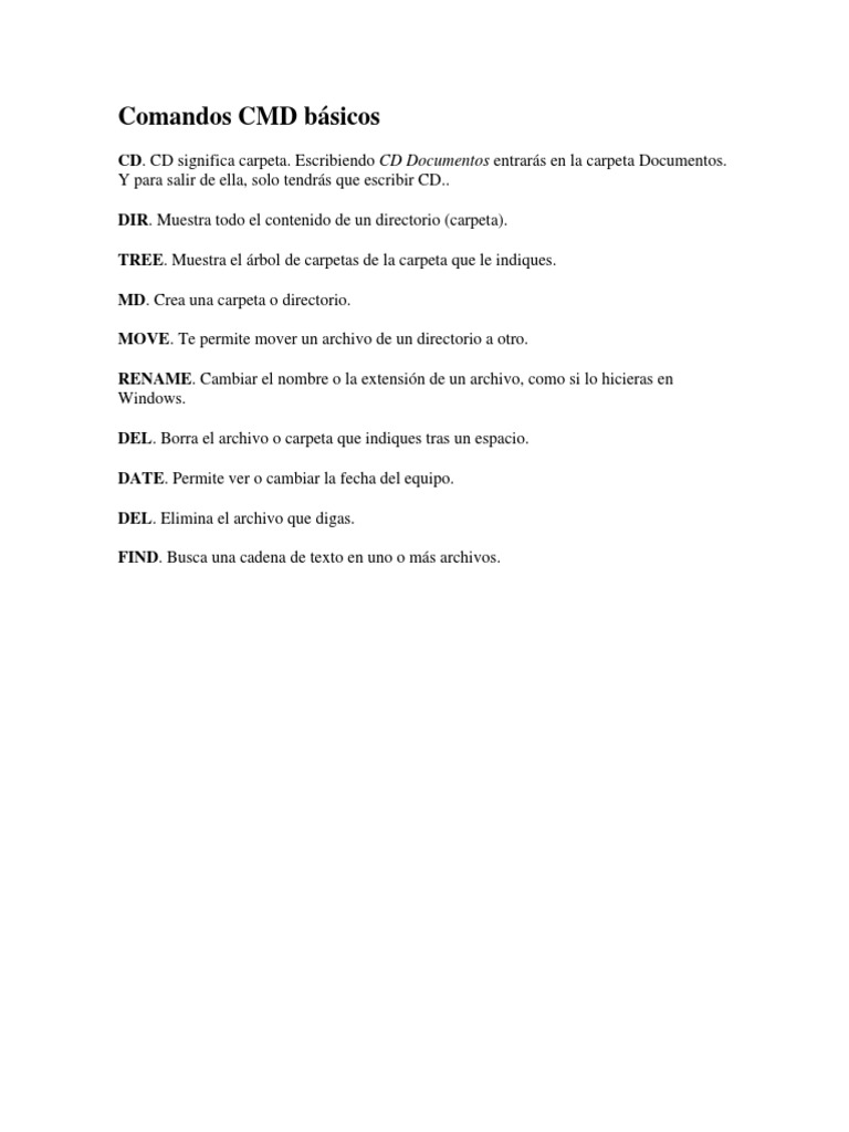Comandos CMD Básicos para Windows | PDF