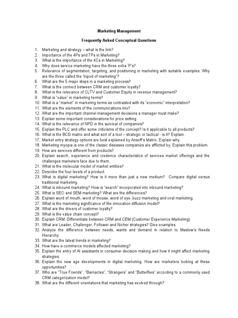 Marketing-Domain Based Interview Questions | PDF | Marketing | Pricing