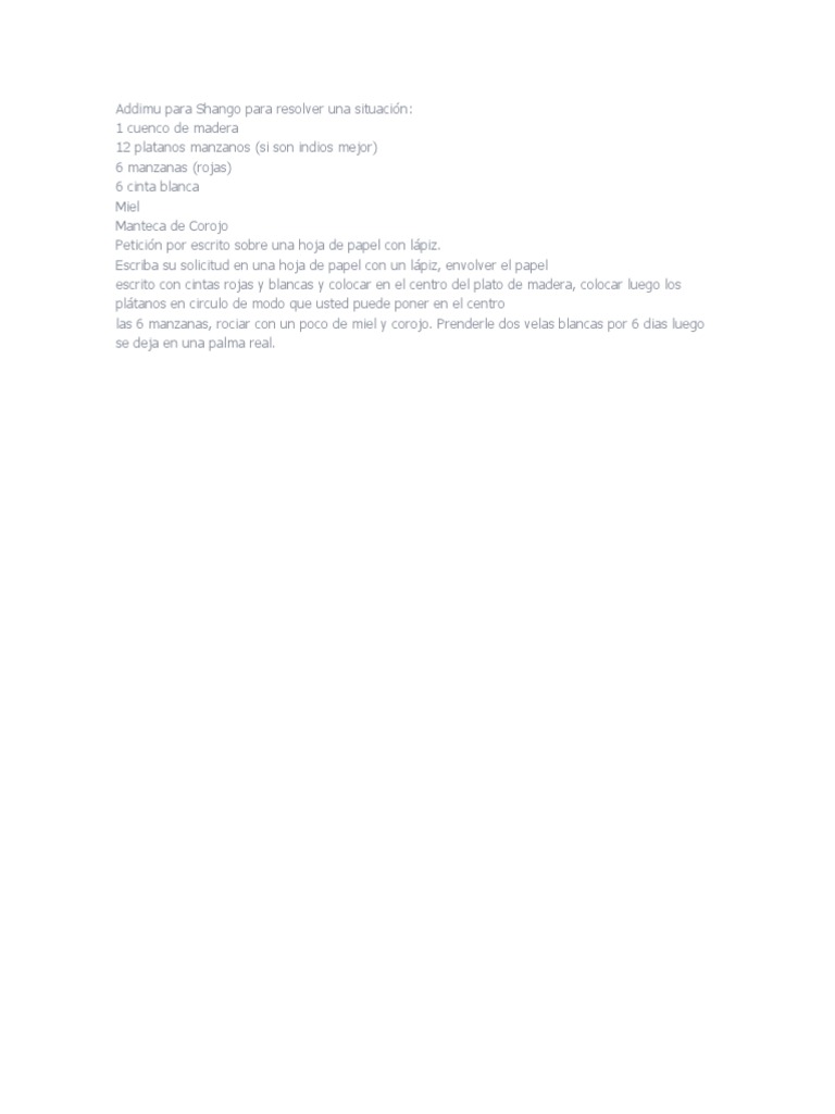 Addimu para Shango para Resolver Una Situación | PDF