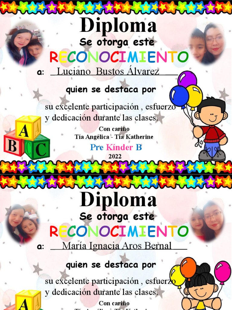Diplomas y Reconocimientos Preescolar | PDF