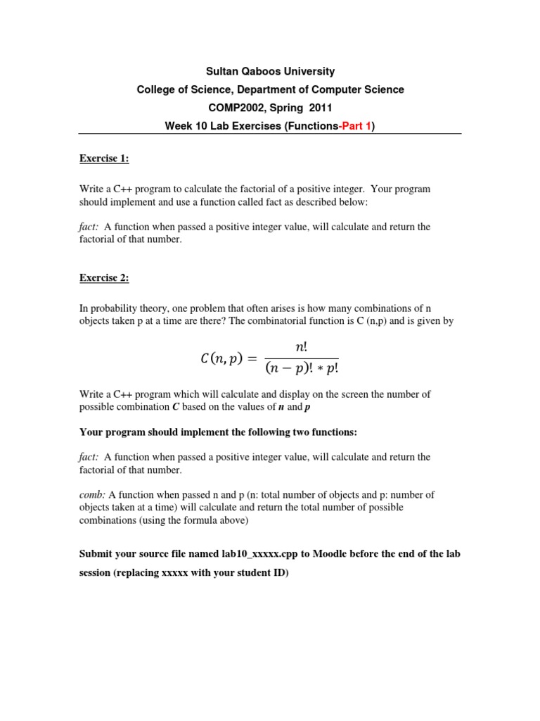 Week 10 Lab Exercises PDF | PDF