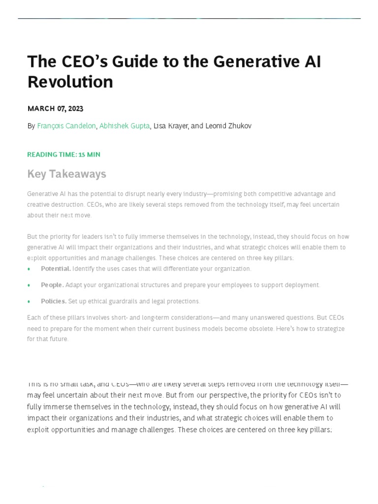 The CEO's Guide To The Generative AI Revolution - BCG | PDF ...