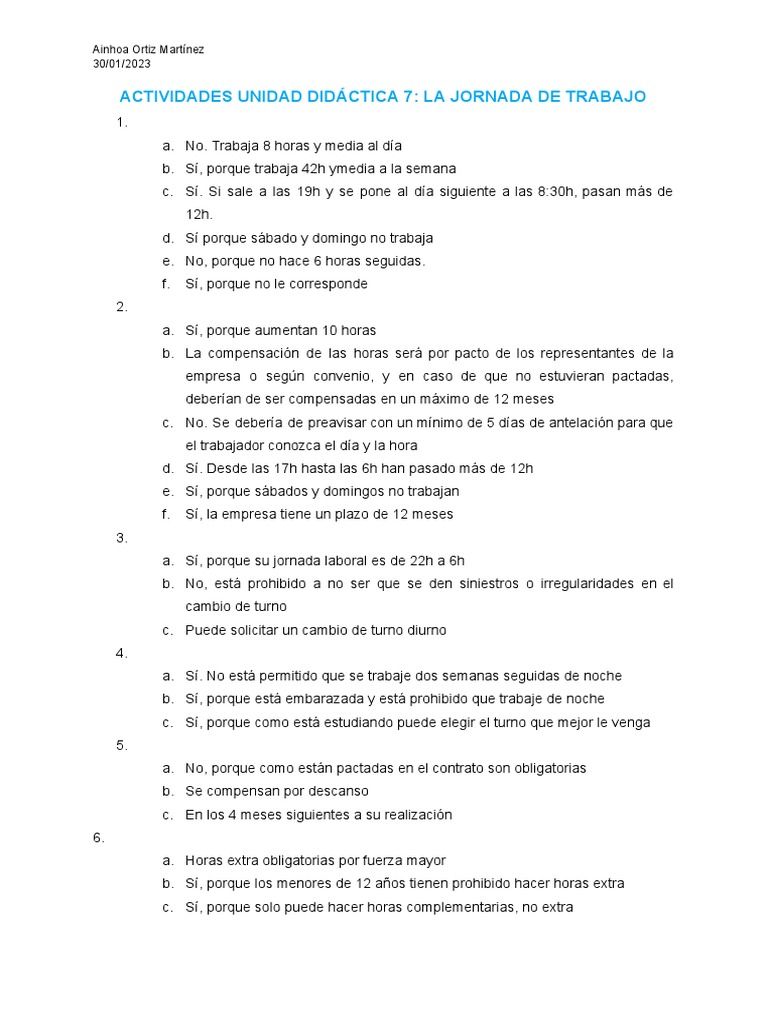 Actividades - Tema - 7 Fol | PDF | Tiempo de trabajo