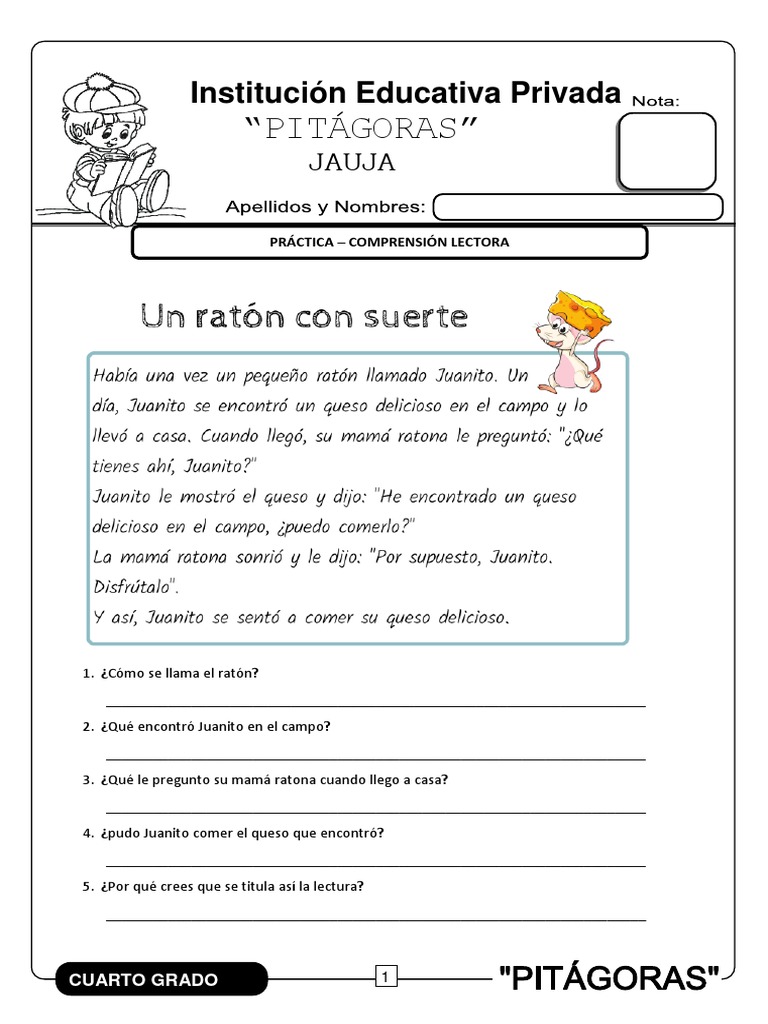 Practica Comprension Lectora 4to Grado PDF | PDF