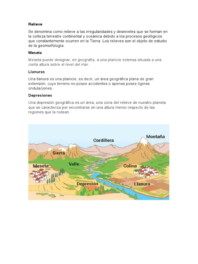 Los principales tipos de relieves terrestres | PDF