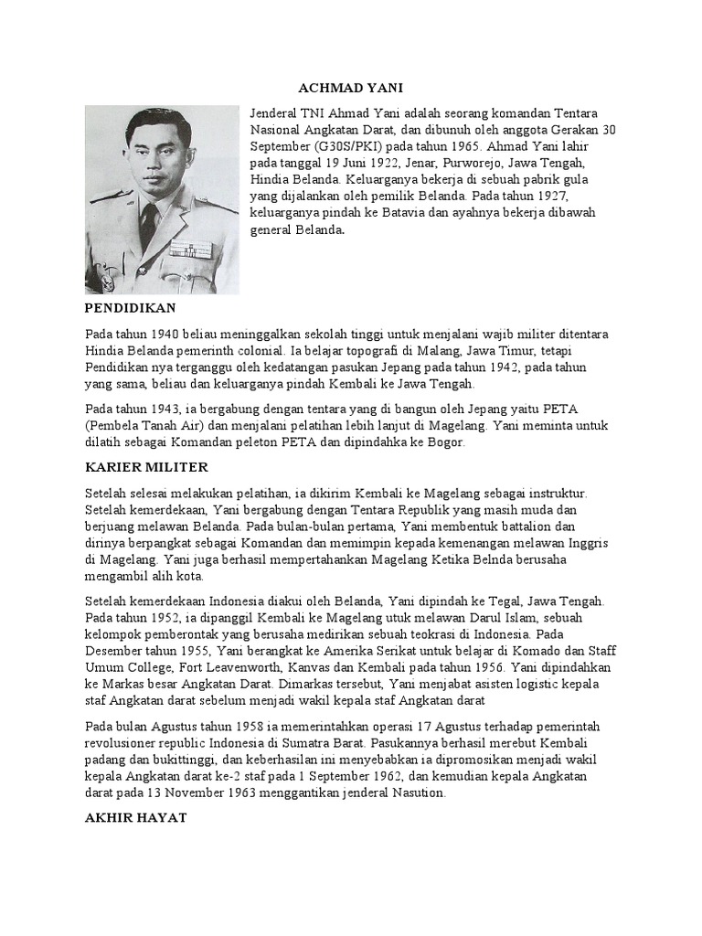 Achmad Yani | PDF | Perjalanan