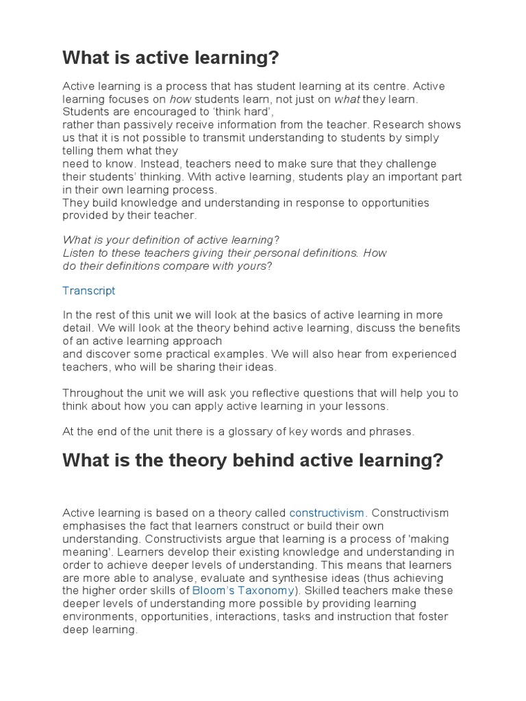 What Is Active Learning | Download Free PDF | Constructivism ...