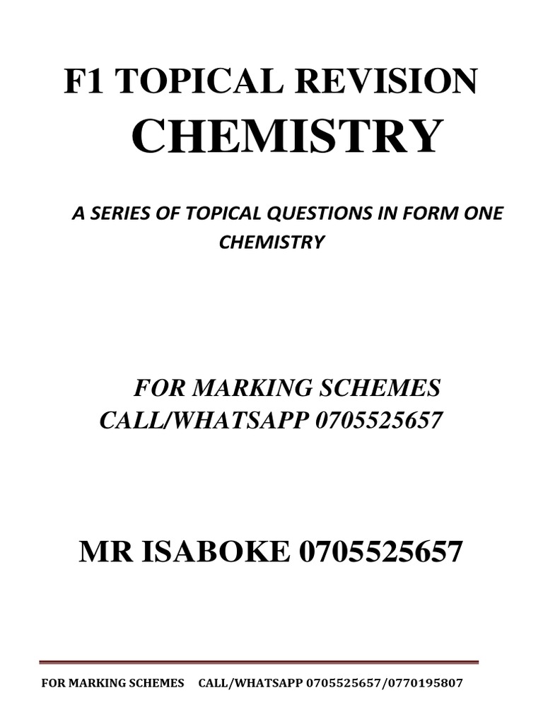 F1 Chemistry Topicals | PDF | Solubility | Hydrogen