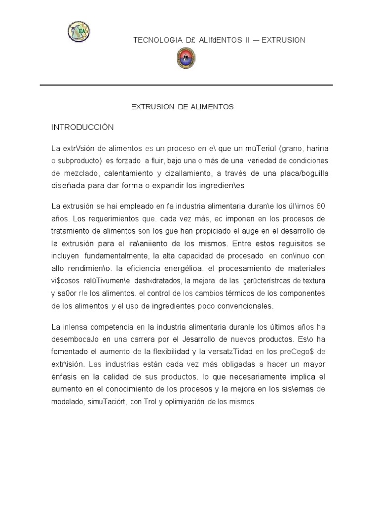 Extrusion Definicion | PDF | Extrusión | Alimentos