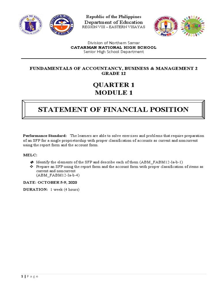 Fabm2 Module-1-Week-1 | PDF | Balance Sheet | Debits And Credits
