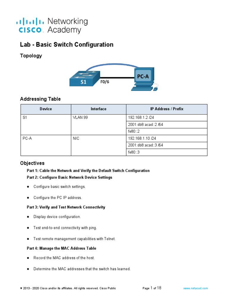 Assignment 1.1 Basic Switch Configuration | PDF | Ip Address | Network Switch