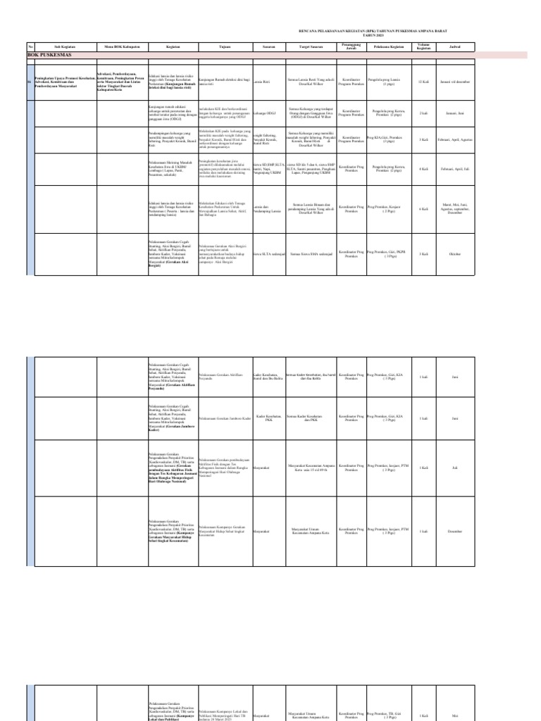 (Promkes) RPK TAHUNAN DAN BULANAN PKM TAHUN 2023 | PDF